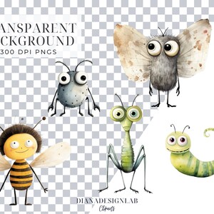 Watercolor Quirky Insect, Insect Wall Art, Watercolour Sticker ...