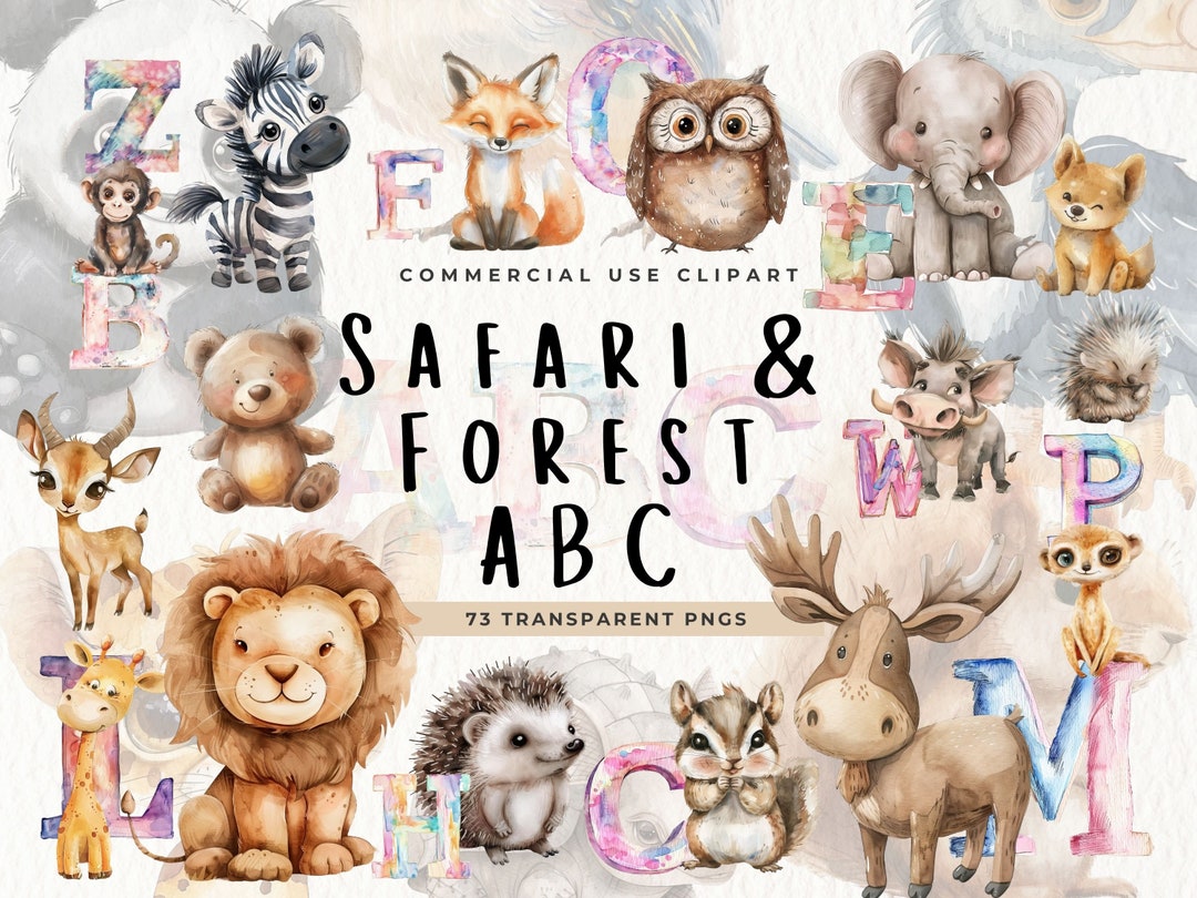 Animals and Alphabet Clipart, Letters Clip Art, Fog Forest, Woodland ...