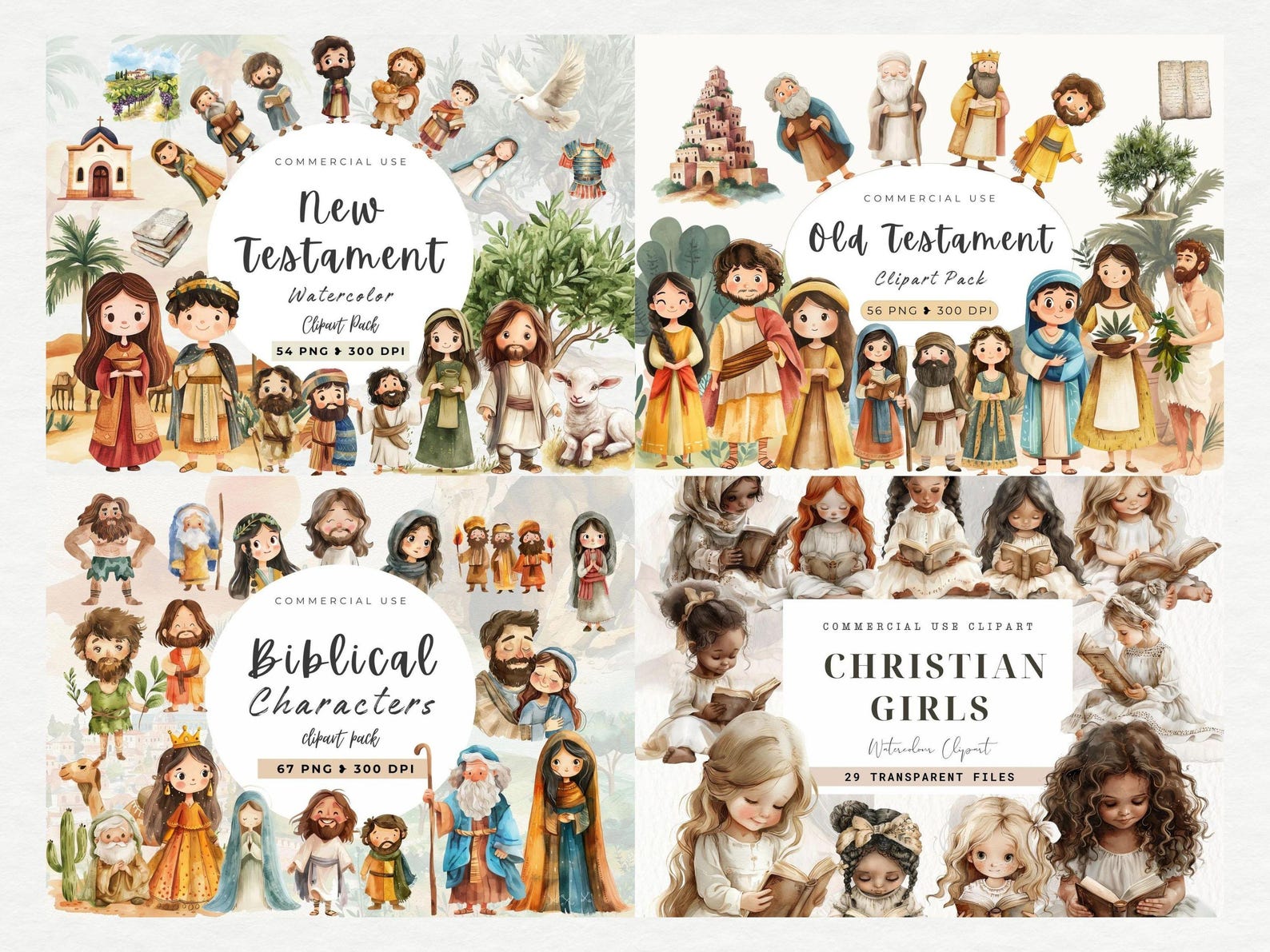 Bible Story Clipart Bundle, Biblical Characters Clipart, Bible Stories ...