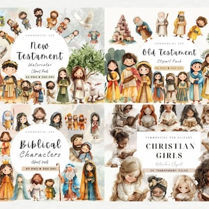 Bible Story Clipart Bundle, Biblical Characters Clipart, Bible Stories ...