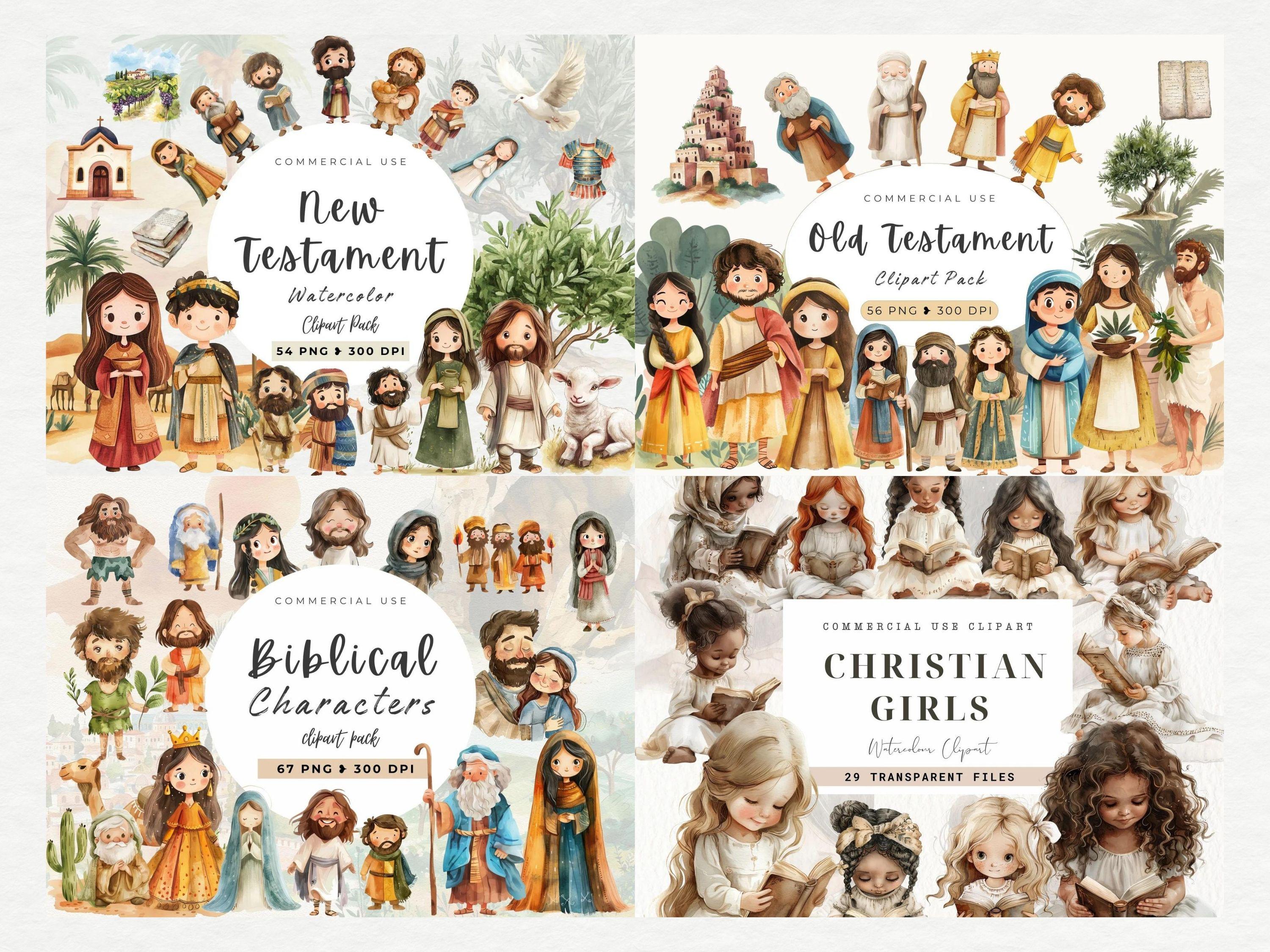 Bible Story Clipart Bundle, Biblical Characters Clipart, Bible Stories ...