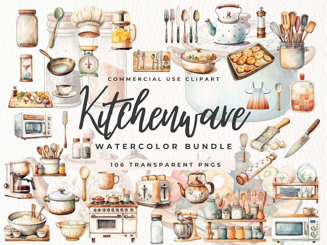 Kitchenware Clipart, Kitchen Tool Clip Art, Print at Home, Rolling Pin ...