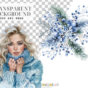 Winter Watercolor Clipart, Hello Winter, Merry Christmas, Cozy Blue ...