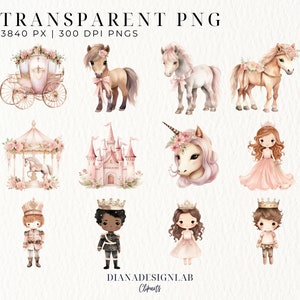 Little Princess Clipart Watercolor, Pink Magical Castle, Whimsical ...