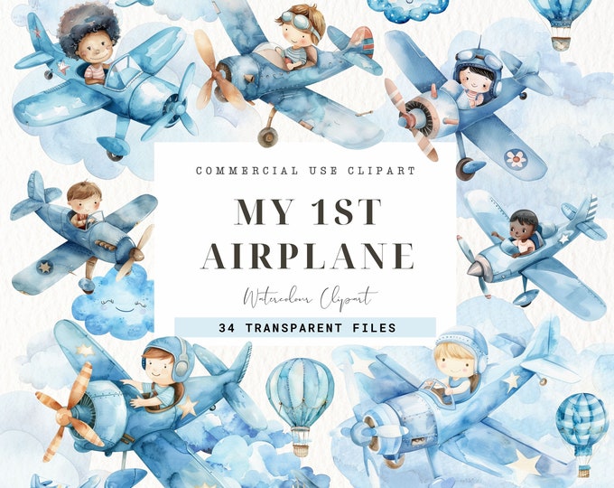 Cute Airplane Clipart | 10 High-quality Jpgs | Adorable Airplane ...