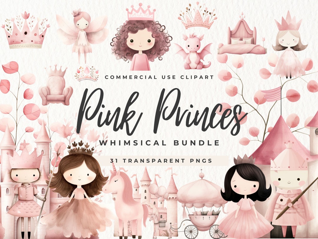 Little Princess Clipart Watercolor, Pink Magical Castle, Whimsical ...