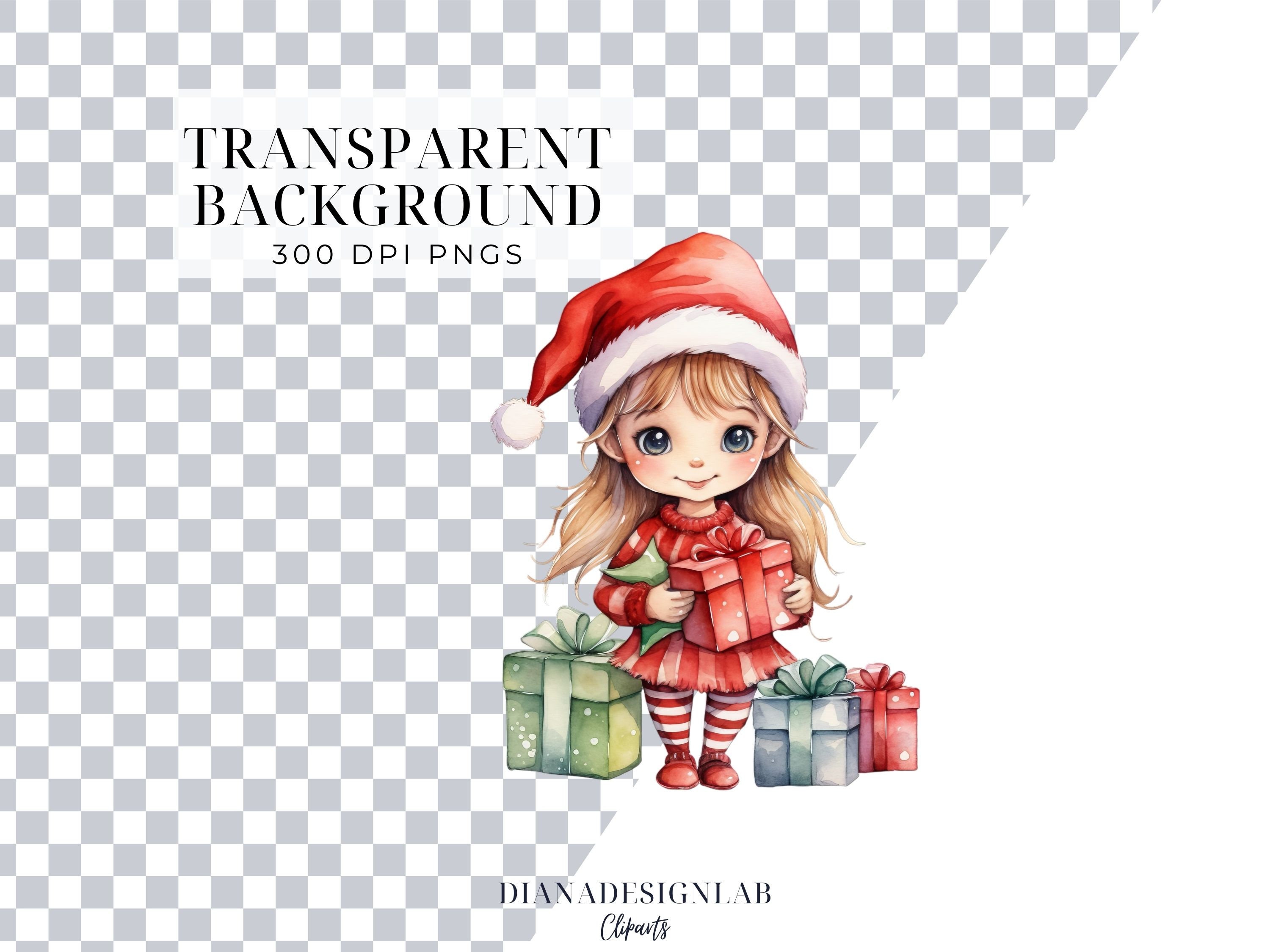 Christmas Elves Watercolor Clipart, Christmas Elf PNG, Santa's Helper ...