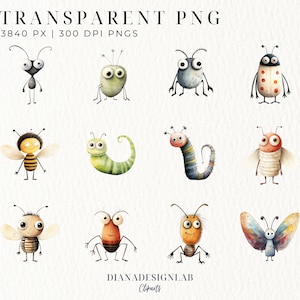 Watercolor Quirky Insect, Insect Wall Art, Watercolour Sticker ...