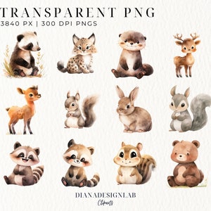 Boho Woodland Animal Clipart, Creatures Clip Art, Forest, Bunny Rabbit ...