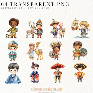 Children Around the World Clipart, Multicultural Boys, Traditional ...