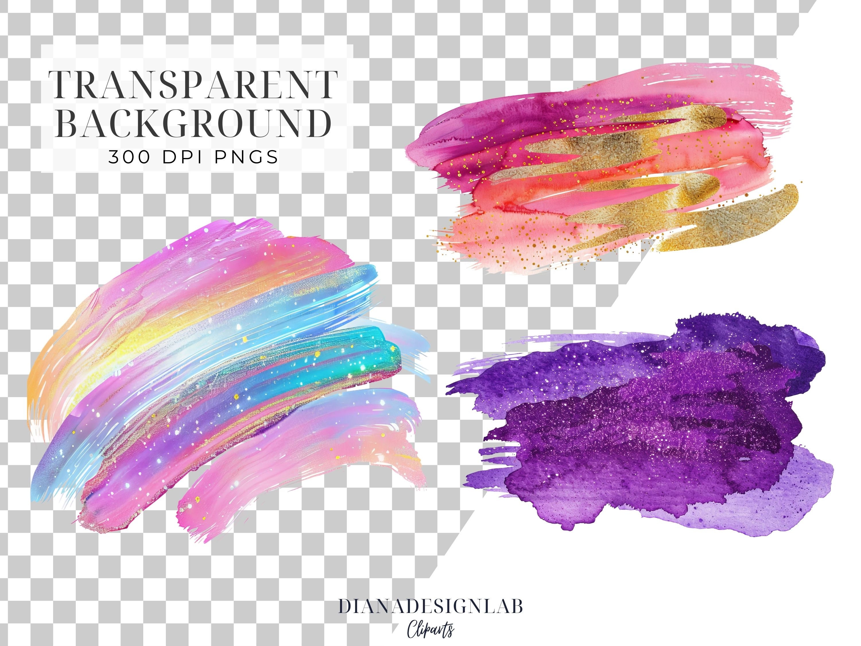 Glitter Smear Clipart, Watercolor Splatter Clipart, Abstract Background ...