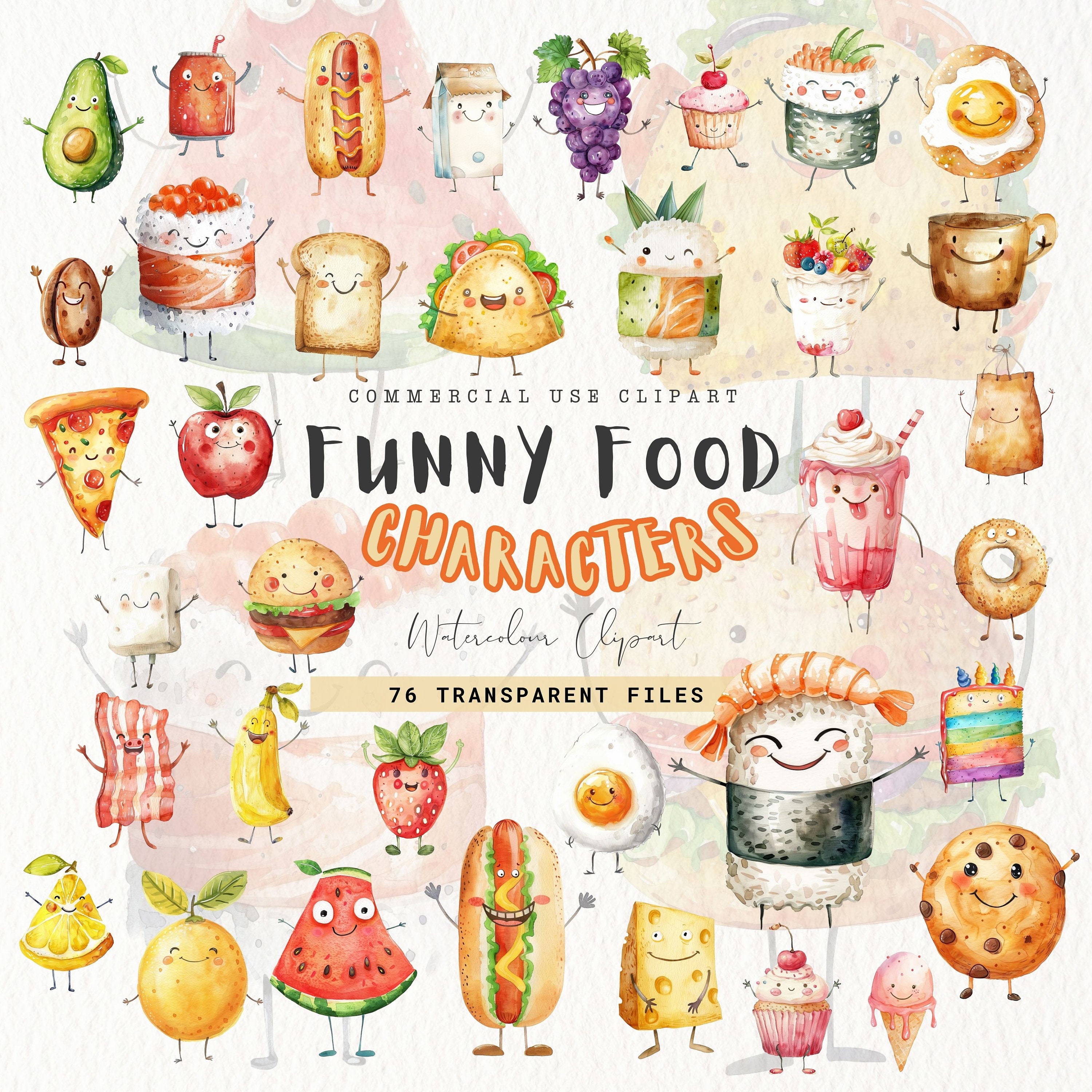 Funny Doodle Food Clipart, Funny Doodle Sushi, Cookie With Eyes, Meal ...