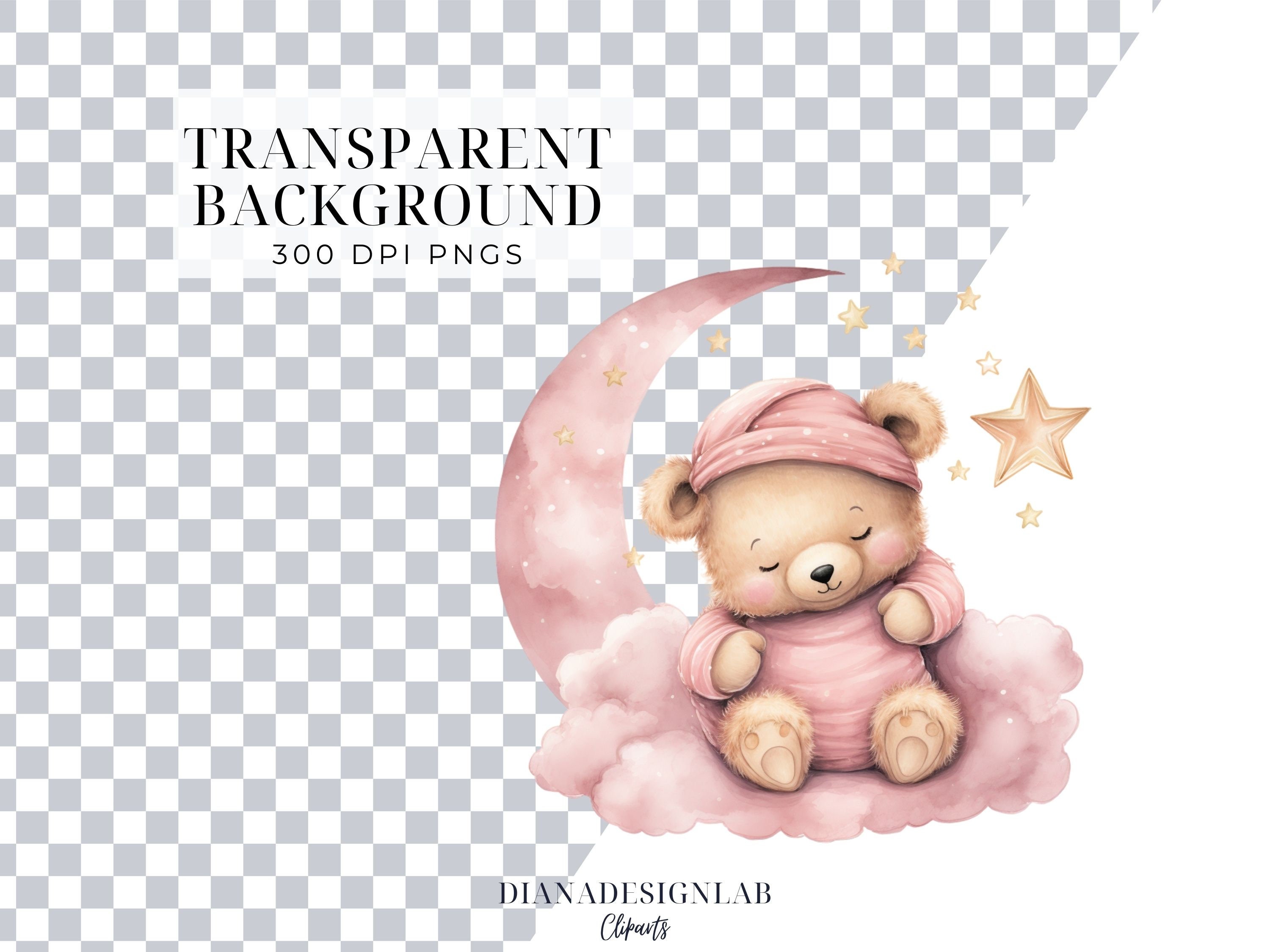 Watercolor Teddy Bear Baby Shower for Girl, Nursery Clipart, Pink Teddy ...