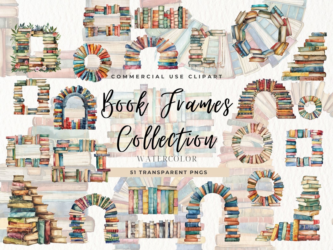 Book Border Clipart, Vintage Frame Elements for Teachers, Scrapbooking ...