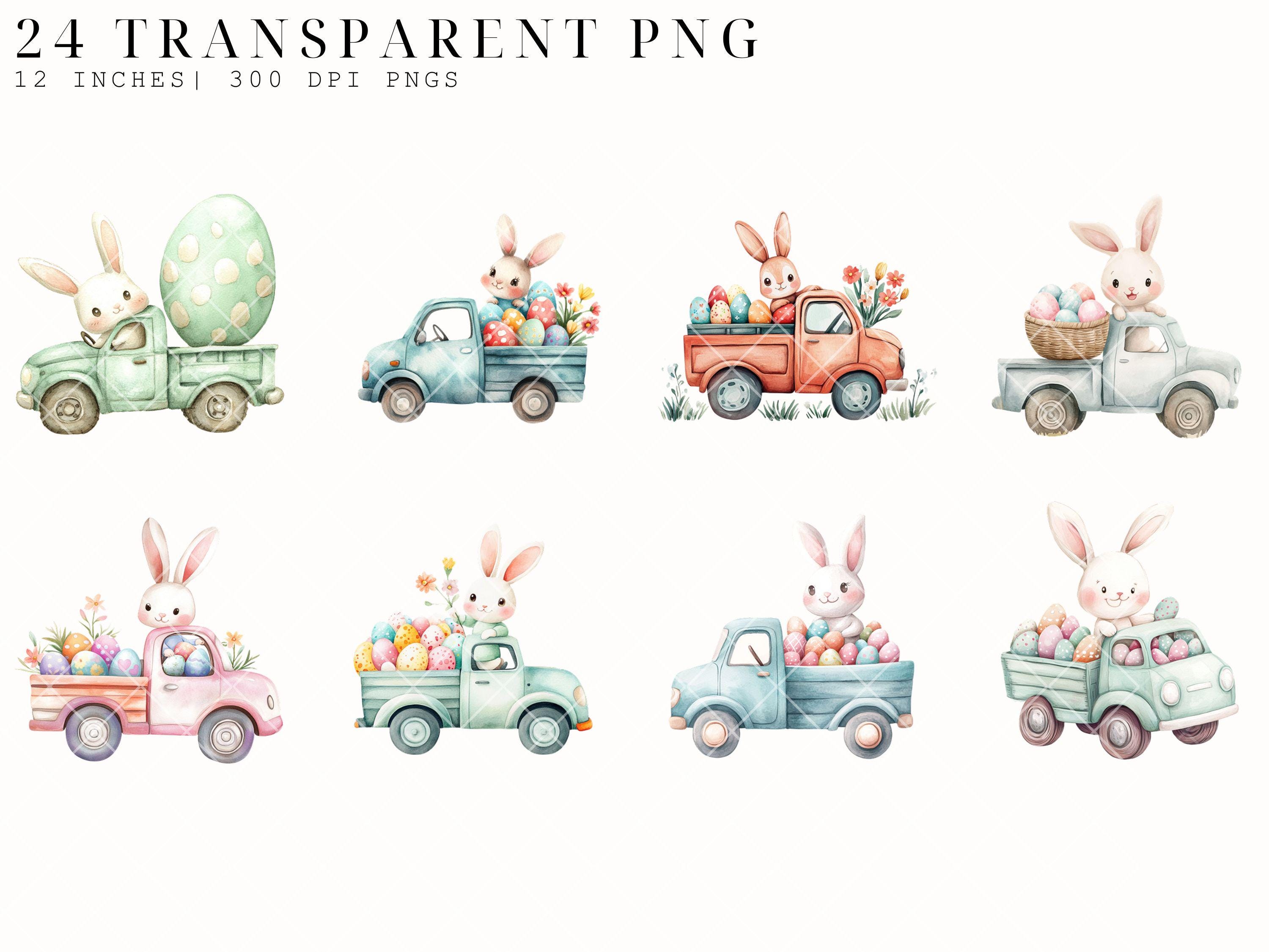 Easter Bunny Truck Digital Clipart, Cute Bunnies, Digital Download ...