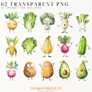 Watercolor Clipart Vegetables, Healthy Food, Cute Potato, Garden, Funny ...