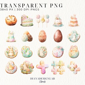 Watercolor Easter Cupcake Clipart, Digital Download, Cake, Easter ...
