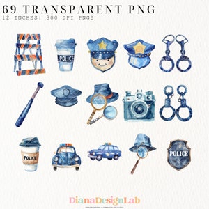 Police Watercolor Clipart, Police Officer, Birthday Police, Police ...