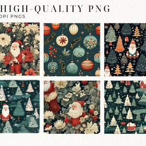 Seamless Vintage Christmas Digital Paper Pack, Winter Holiday Seamless ...