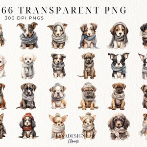 Watercolor Christmas Dogs Clipart Bundle, Winter Dog, Puppy Png ...