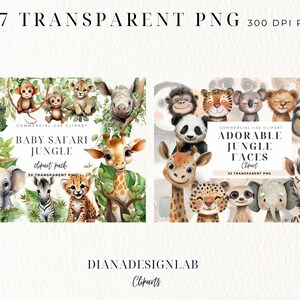 Safari Animals Clipart Bundle, Nursery Decor, Baby Shower, Jungle Truck ...