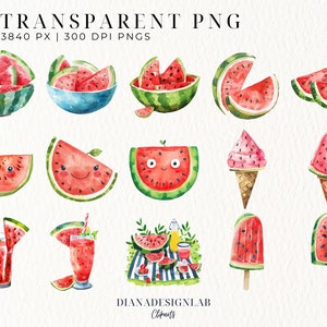 Summer Watermelon Clipart, Instant Download, Hello Summer, Watermelon ...