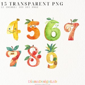 Fruit Number Clipart, Clip Art, Transparent Background, Numbers ...