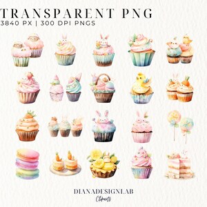Watercolor Easter Cupcake Clipart, Digital Download, Cake, Easter ...