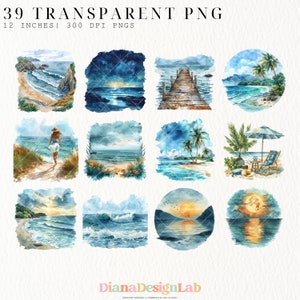 Sea View Clipart, Paper Craft, Digital Download, Landscape Summer Beach ...