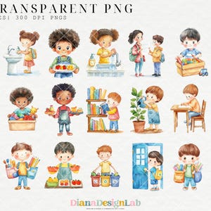 School Duties Clipart, Teacher, Daily Routine, Housekeeping, Digital ...