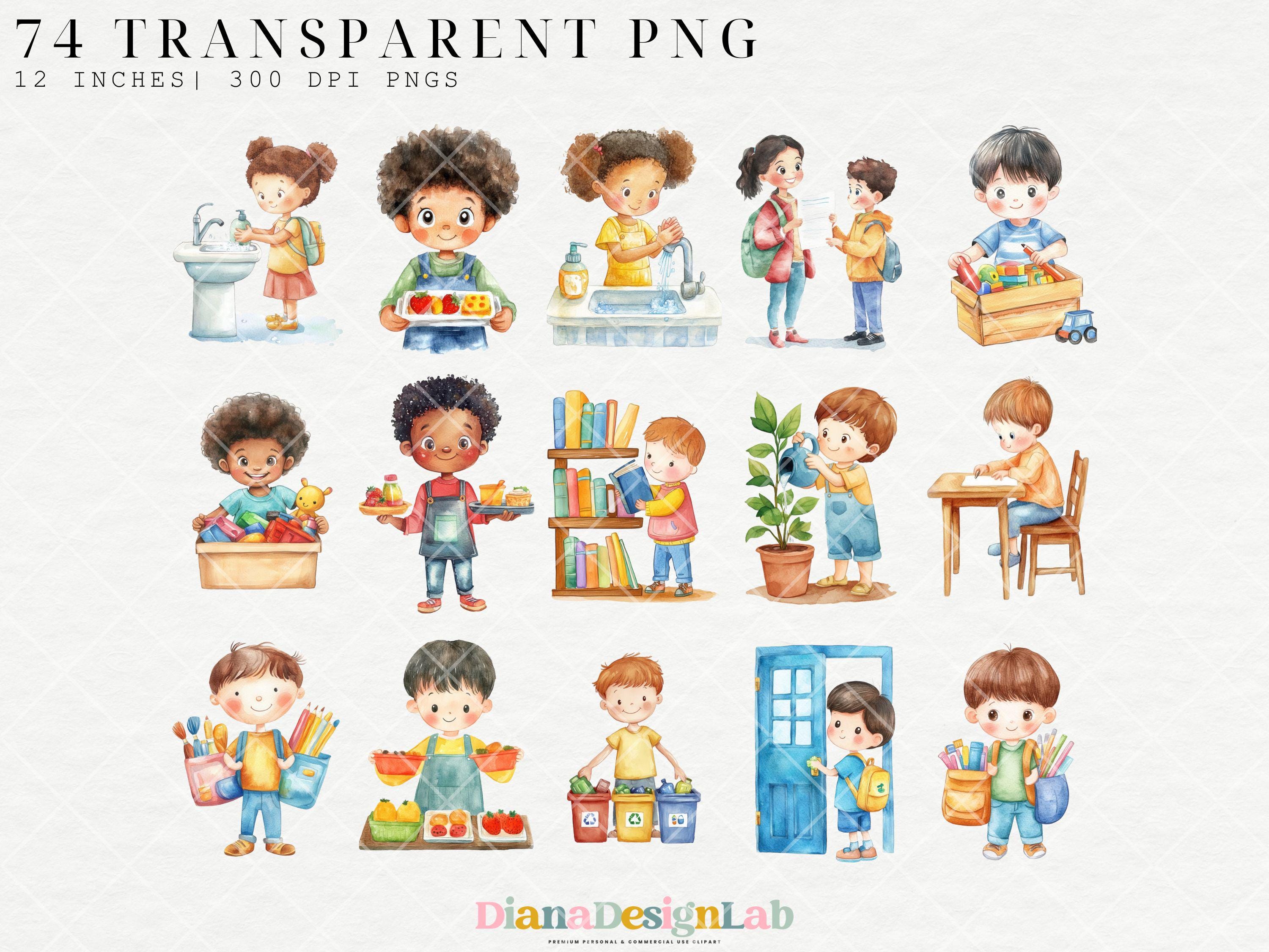 School Duties Clipart, Teacher, Daily Routine, Housekeeping, Digital ...