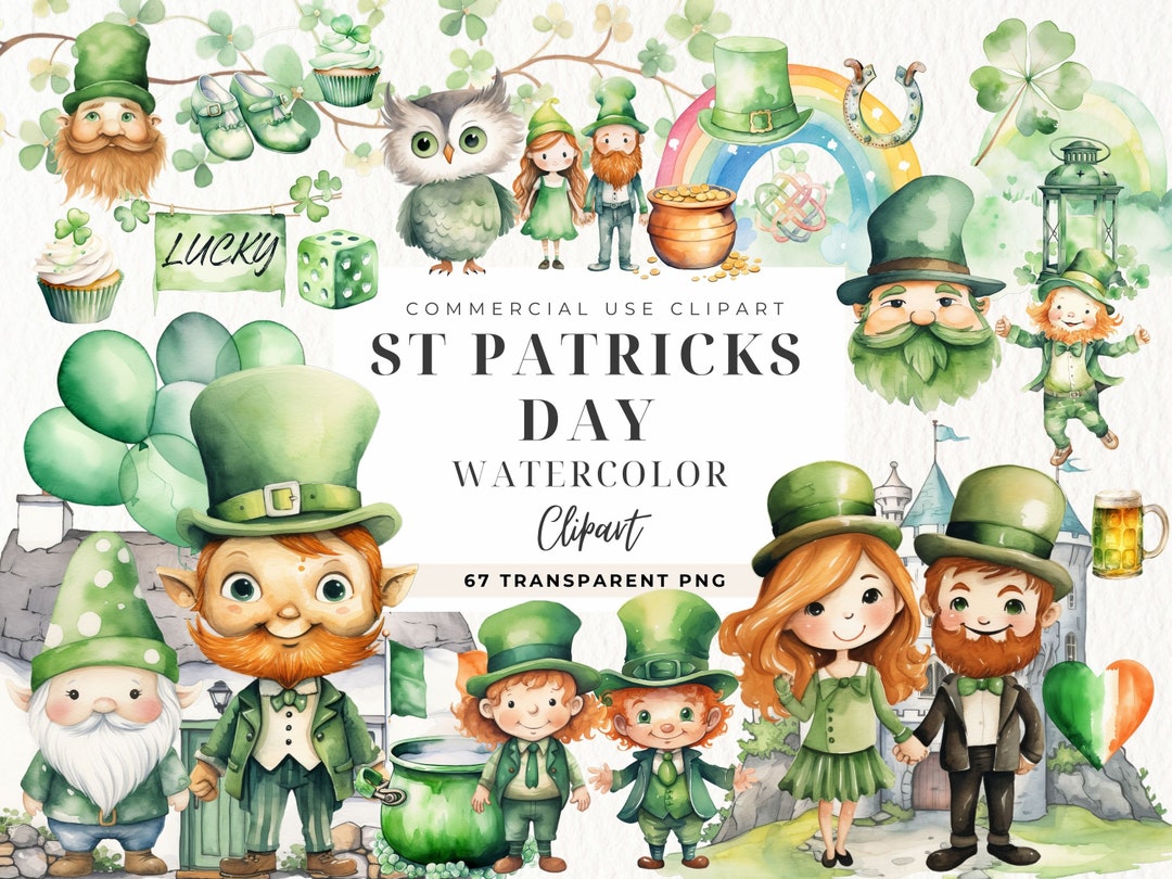 Watercolor St Patricks Day Clipart, Horseshoe, St Patrick Day Clipart ...