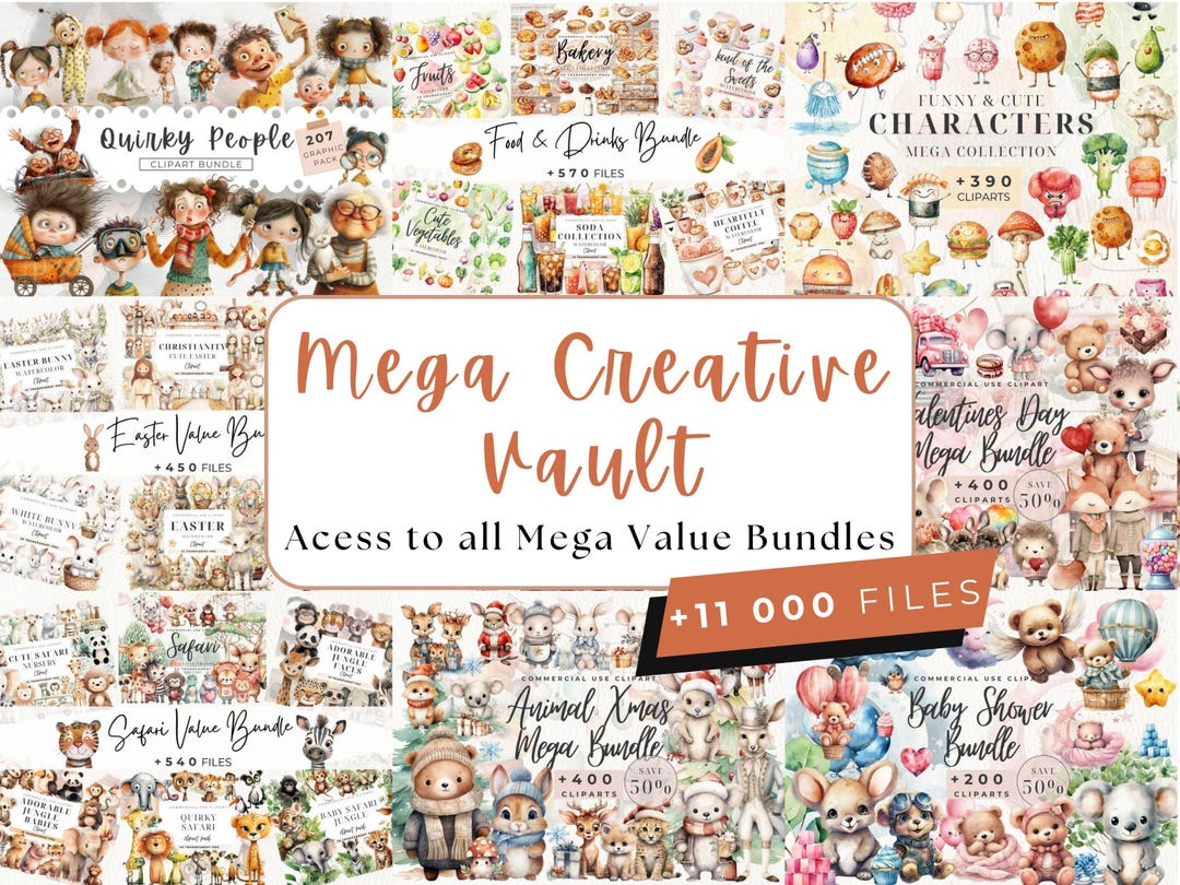 11 0000+ Clipart Mega Bundle Clipart, Mega Vault Images, Watercolor ...