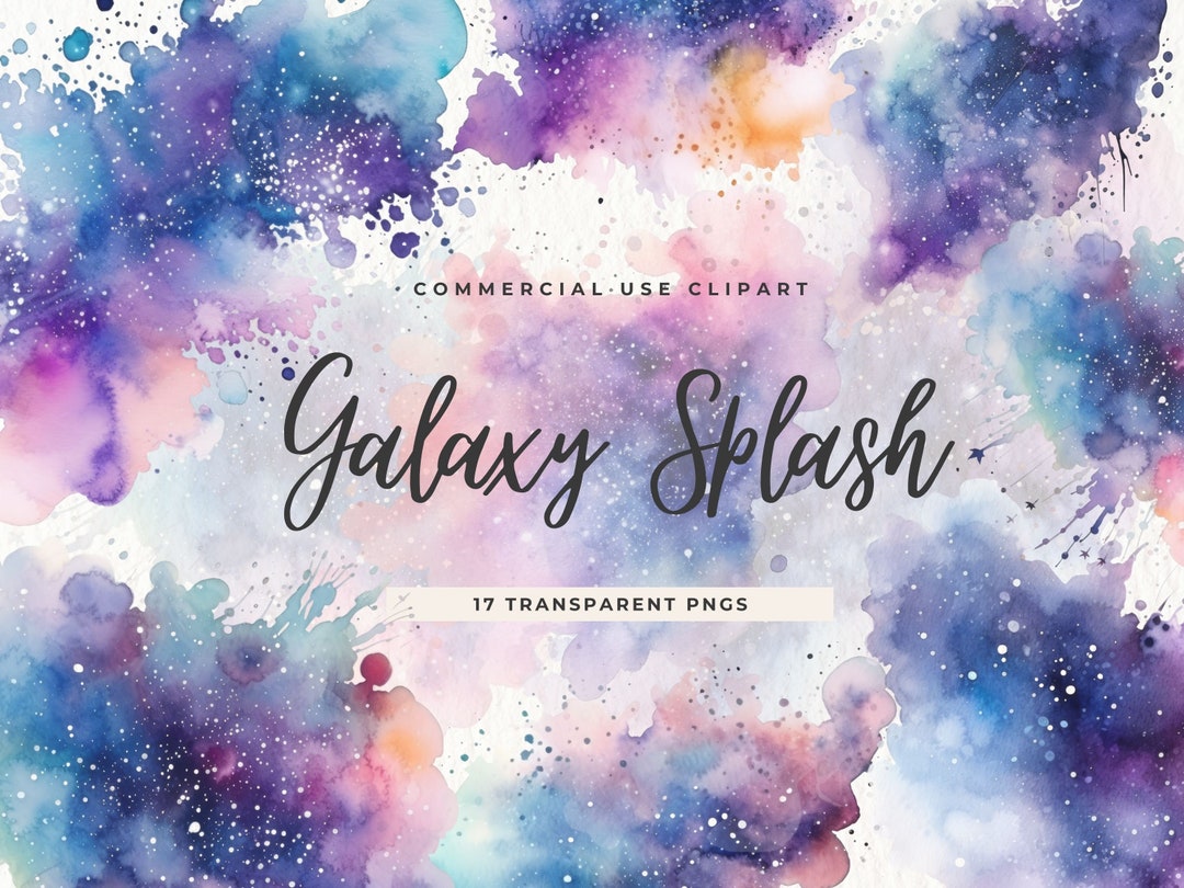 Galaxy Watercolor Splatter Clipart, Abstract Background, Splashes ...