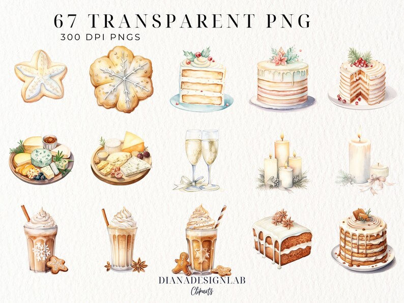 Christmas Dinner Clipart, Dinner Clip Art, Instant Download Art, Xmas ...