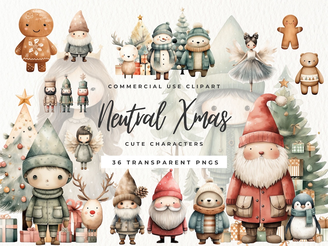 Neutral Winter Clipart, Winter Watercolor, Christmas Tree, Cute ...