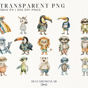 Summer Animals Clipart, Beach Safari, Sea Creatures, Holidays Clipart ...