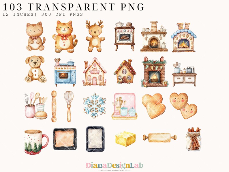 Gingerbread Family Clipart, Christmas, Digital Download, Festive Xmas ...