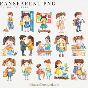 School Duties Clipart, Teacher, Daily Routine, Housekeeping, Digital ...