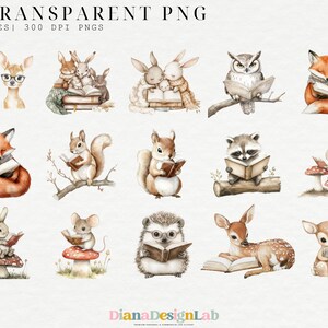 Woodland Reading Clipart, Fall Autumn, Baby Animals, Back to School ...