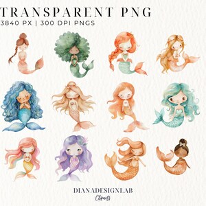 Mermaid Clipart Bundle, Junk Journal Png Bundle, Black Mermaid, Sea ...