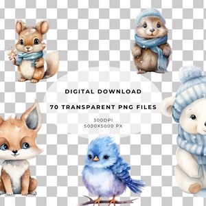 Winter Wonderland Clipart Bundle, Watercolor Winter Wonderland Baby ...