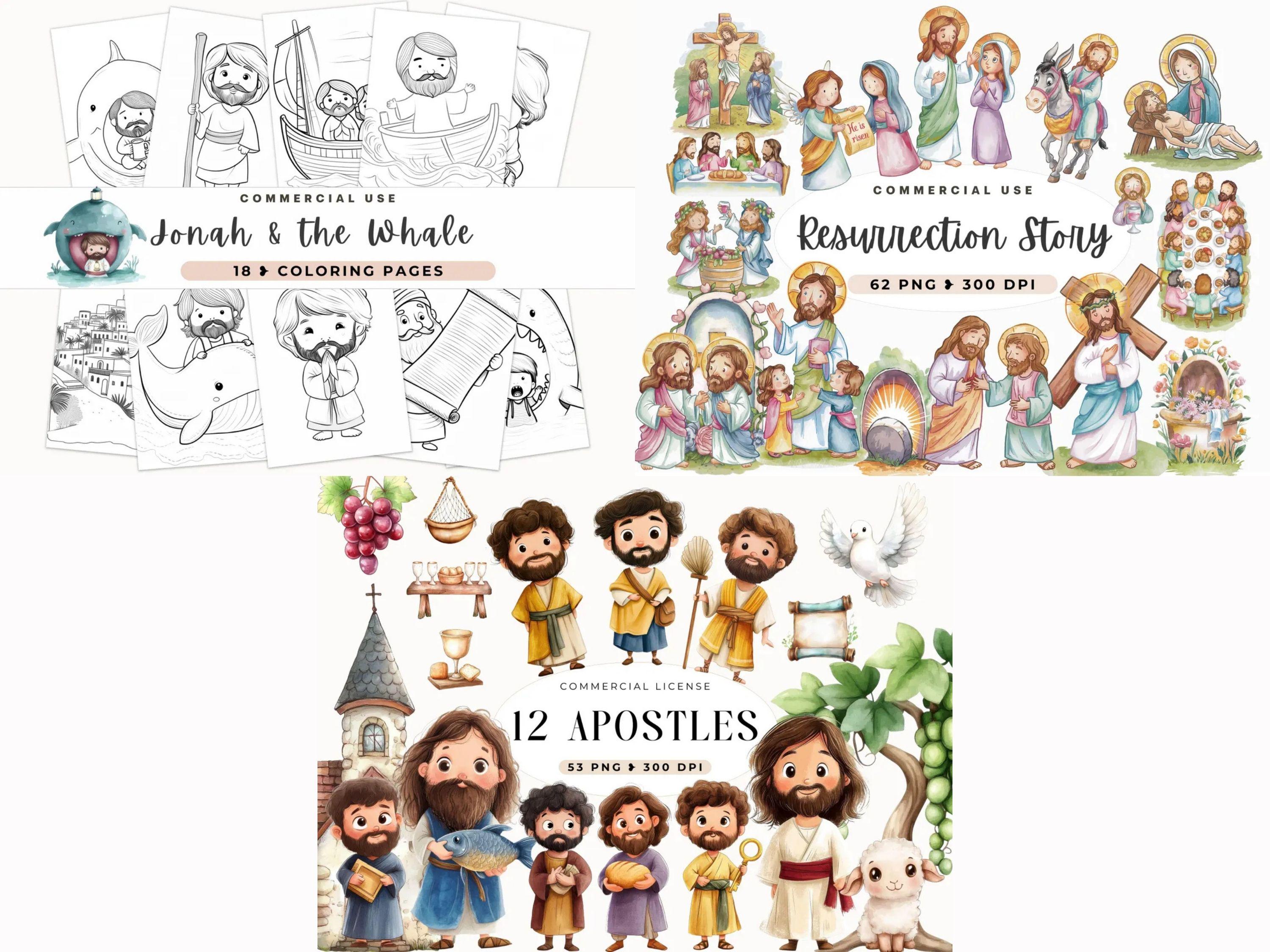 Bible Story Clipart Bundle II – 645 PNG Biblical Characters & Religious ...