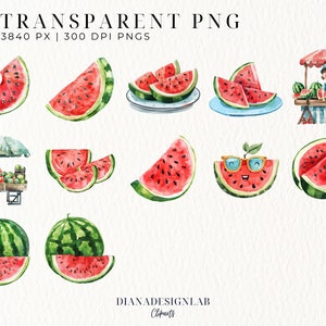 Summer Watermelon Clipart, Instant Download, Hello Summer, Watermelon ...