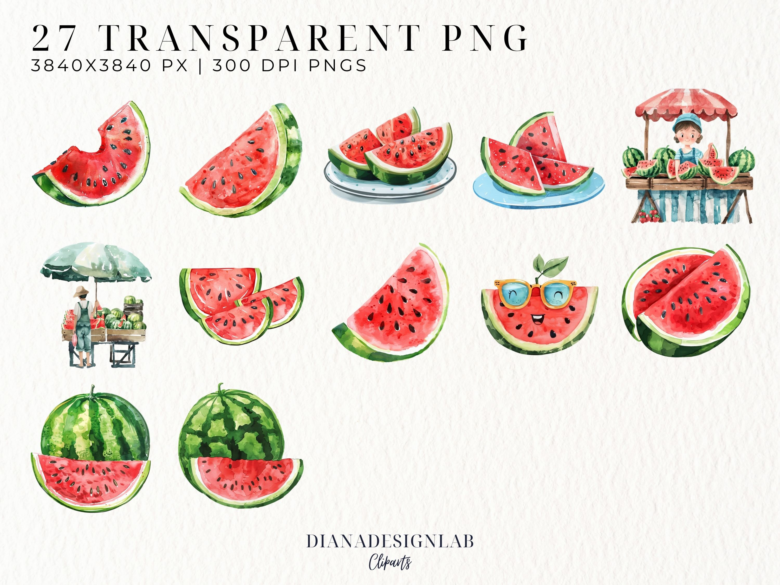 Summer Watermelon Clipart, Instant Download, Hello Summer, Watermelon ...