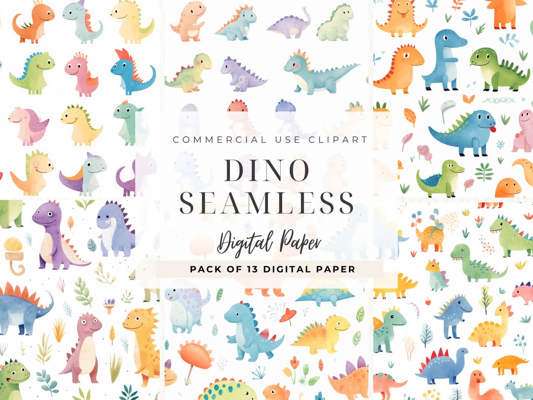Dino Digital Papers, Dinosaur Clipart, Scrap Papers, Seamless ...