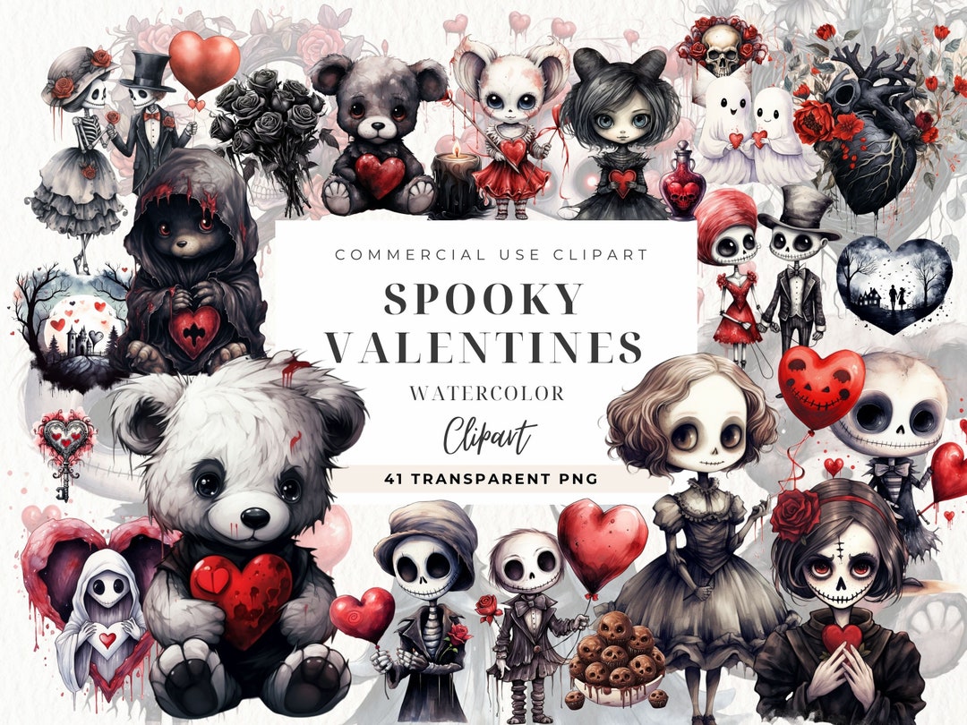 Goth Valentine Clipart, Valentine Png, Spooky Valentine's, Commercial ...