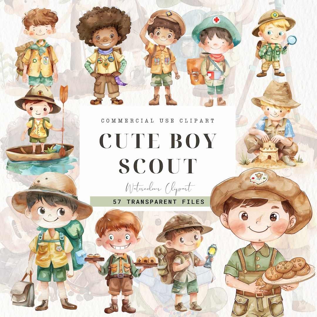 Boy Scout Clipart, Watercolor Scout Clip Art, Outdoor Activities ...