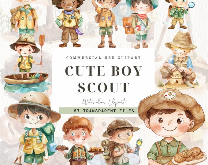 Watercolor Scouting Clipart Bundle, Boy Scout Clipart, Camping ...