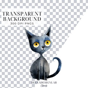 Quirky Cat Clipart, Whimsical Cats Clip Art, Kawaii Cat, Quirky Cat ...